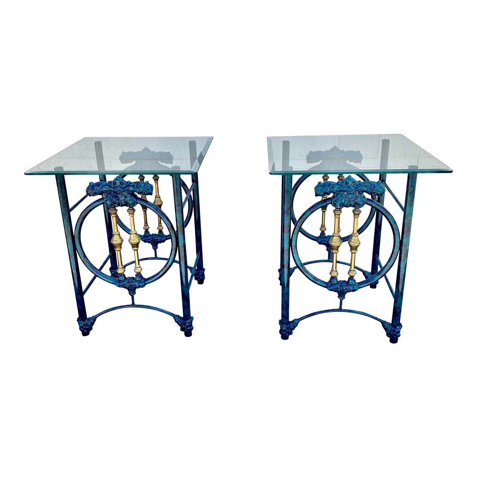 Gothic Turquoise Glazed Marble Lacquer Gilt Iron Sculptural Brass ...