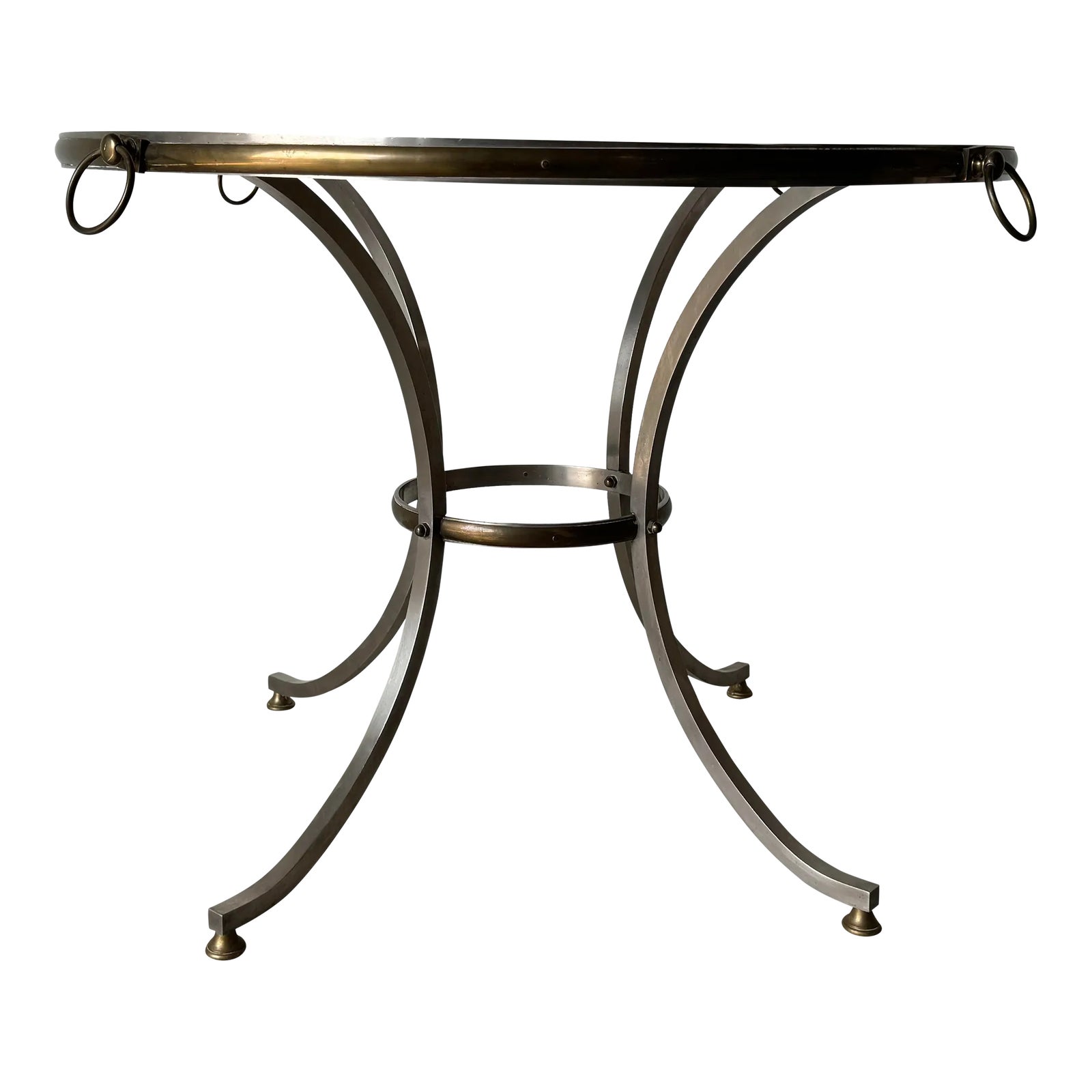 Italian Hollywood Regency Maison Jansen - Style Brush Steel & Bronze ...