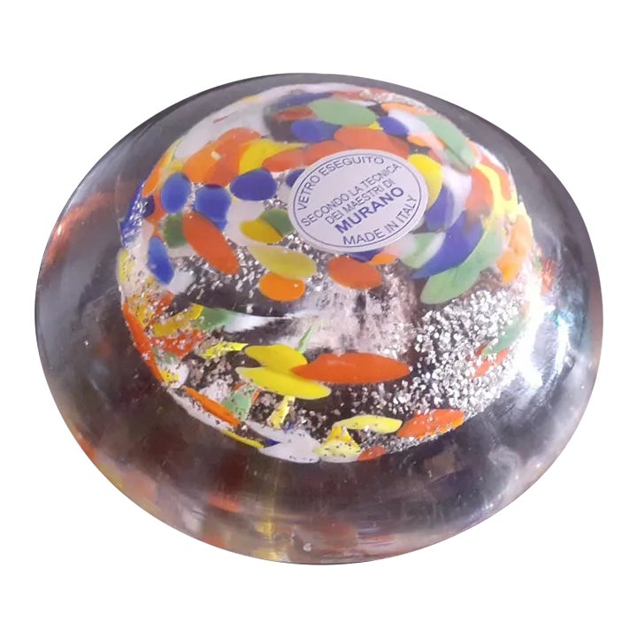 1980s Murano Art Glass Paperweight, Made in Italy | Chairish