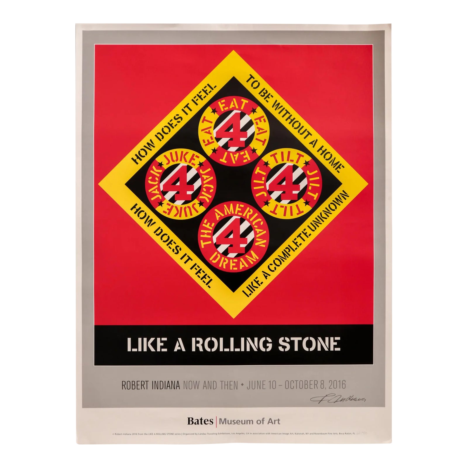 2016 American Exhibition Poster - Robert Indiana, Now and Then - Bates ...