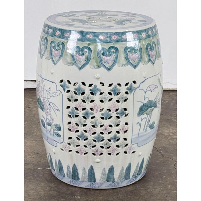 Vintage Lily Pad Motif Ceramic Garden Stool | Chairish