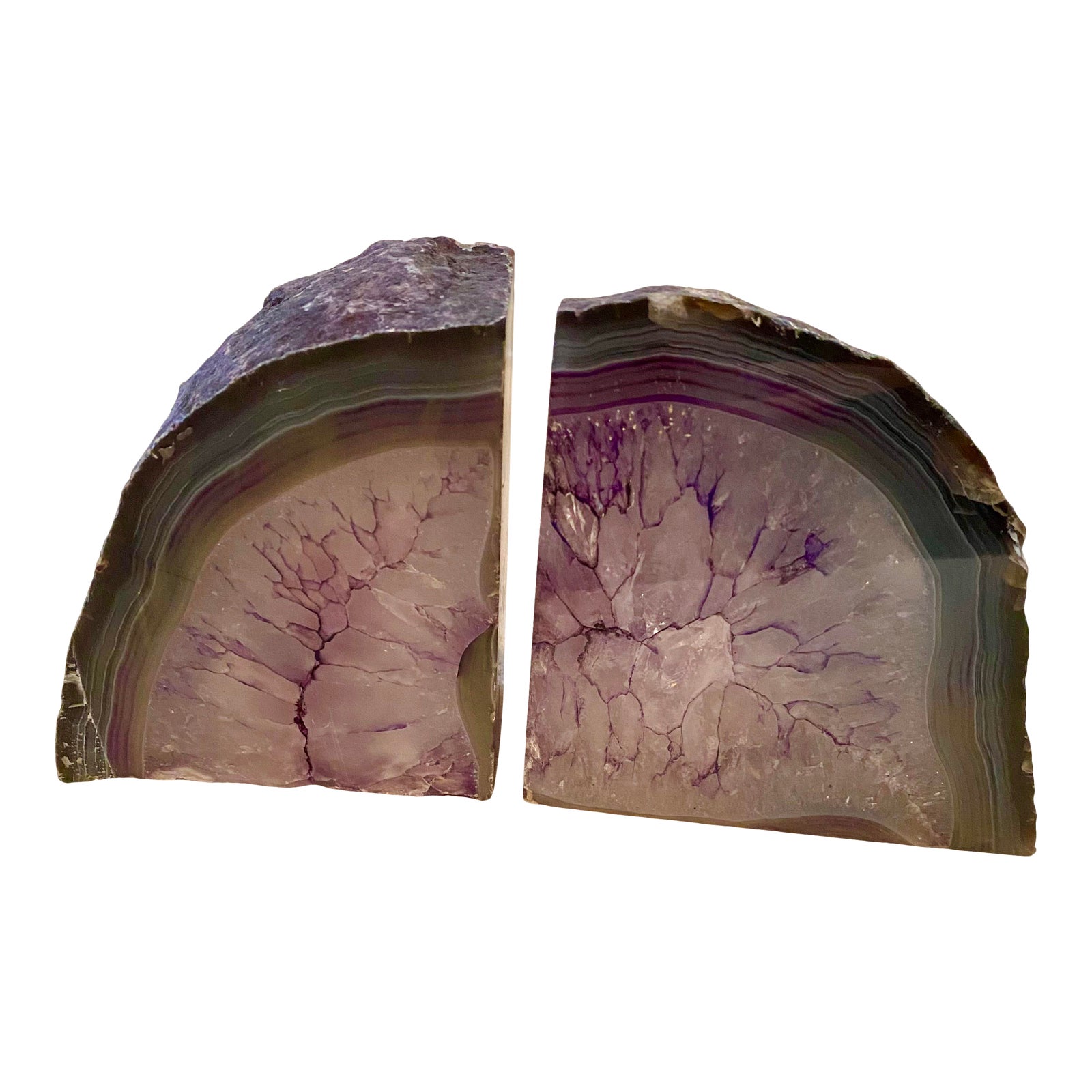 Amethyst Geode Bookends, Pair | Chairish