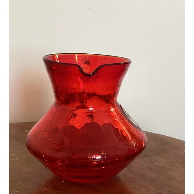 Mid 20th Century Modern Red Crackle Pilgrim Art Glass Petite Cream ...