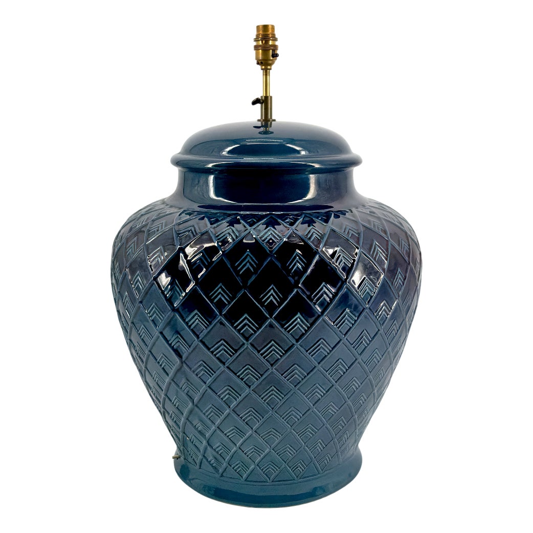 Vintage French Blue Ceramic Lamp, 1950s | Chairish