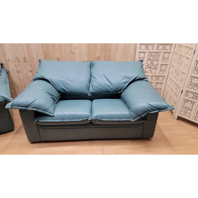 Vintage Italian Post Modern Leather Sofa and Loveseat by Giovanni Erba ...