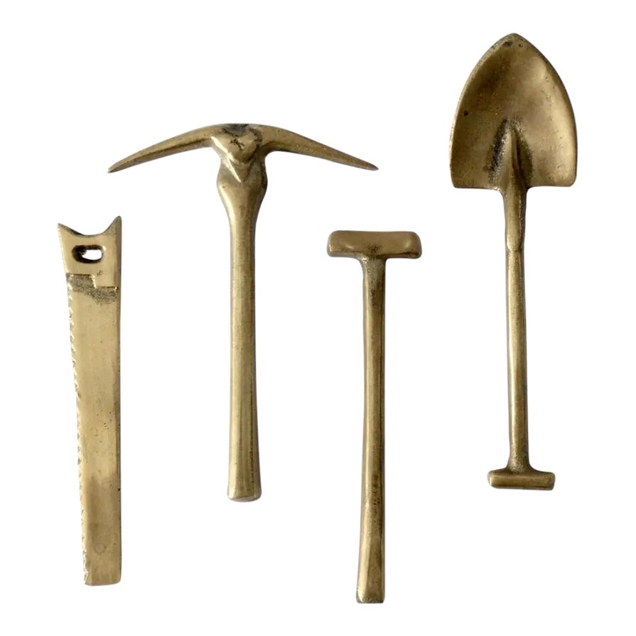 Mid-Century Figurative Brass Mini Tool Set of 4 | Chairish