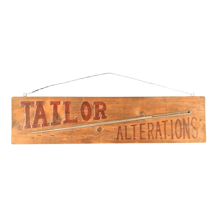 Vintage Western "Tailor Alterations" Hanging Wood Store Sign With ...
