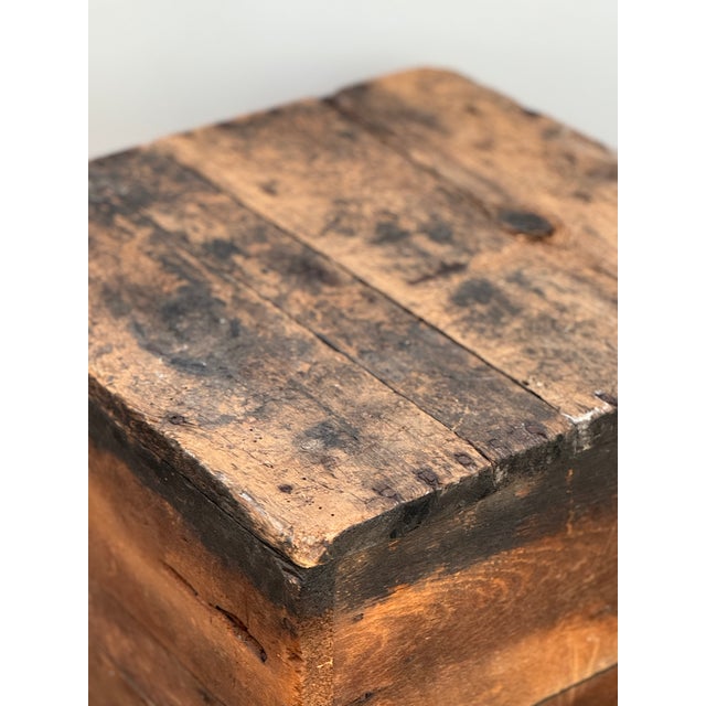 Primitive Wooden Side Table Plinth | Chairish