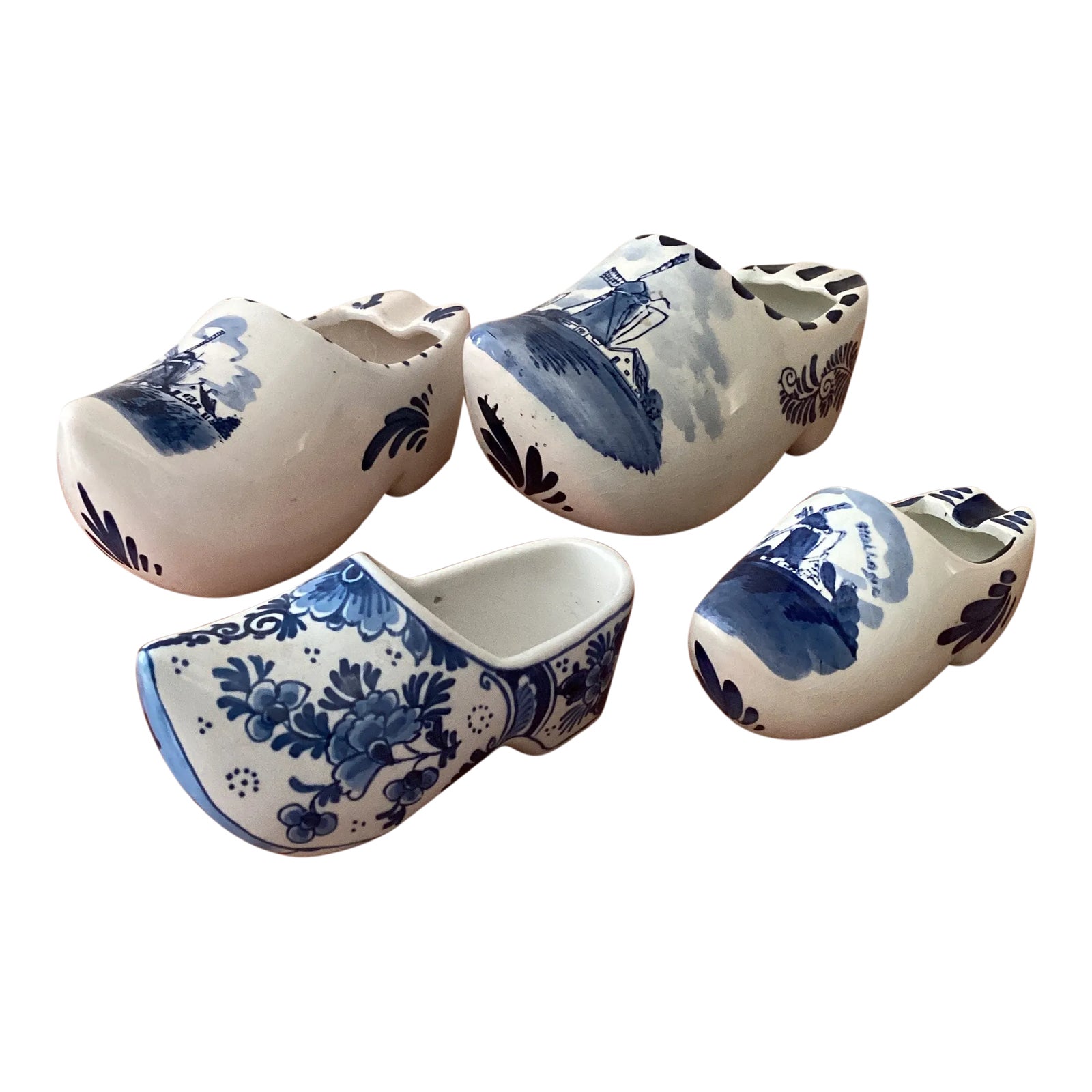Vintage Collection of Delft Blue Dutch Handpainted Shoes, Made in ...