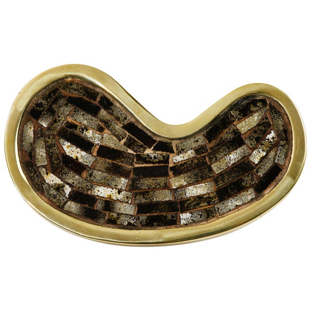 Mexican Stone Inlay Brass Kidney Shape Door Handle | Chairish