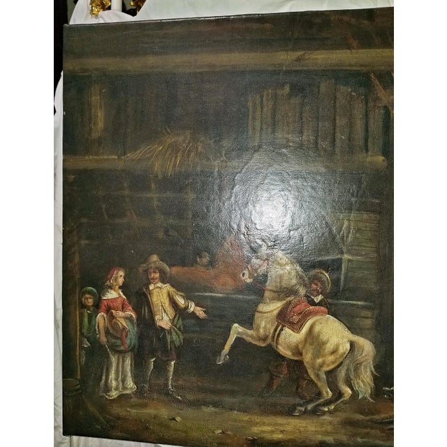 Antique Dutch Barn Scene Oil Painting | Chairish