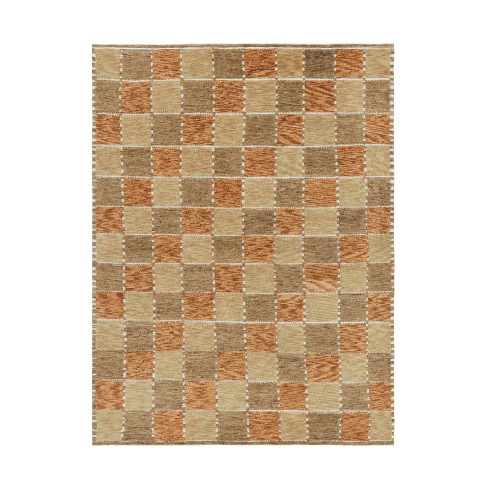 Rug & Kilim’s Scandinavian Style Rug in Beige-Brown and Rust Geometric ...