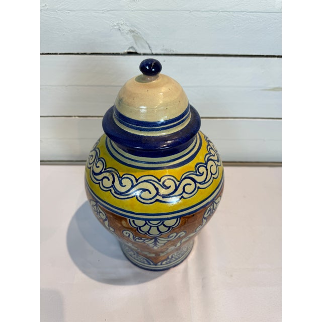 Vintage Hand Painted Mexican Talavera Lidded Ginger Jar | Chairish