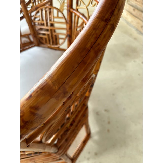 Mid-20th Century Chinoiserie Chippendale Tortoise Bamboo New Upholstery ...