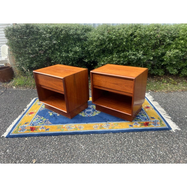 1960s Mid Century Danish Modern Teak Cube Nightstands by Danflex ...