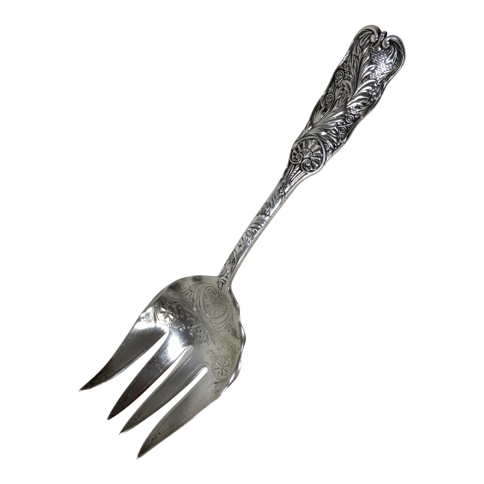 Large 1885 Antique American Sterling Silver Vegetable Serving Fork ...