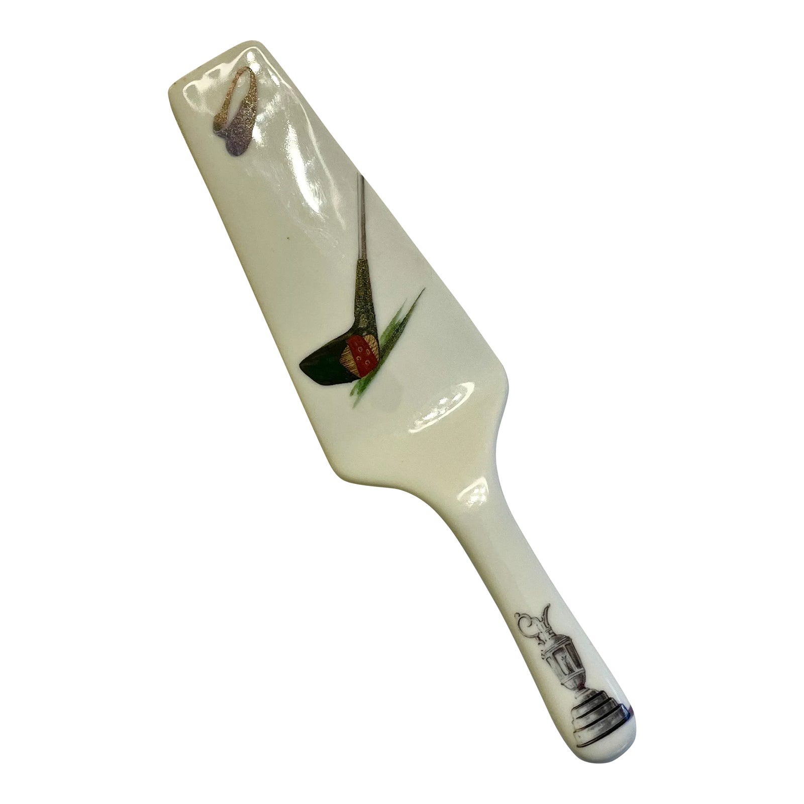 Vintage Golf-Themed Ceramic Pie Server | Chairish