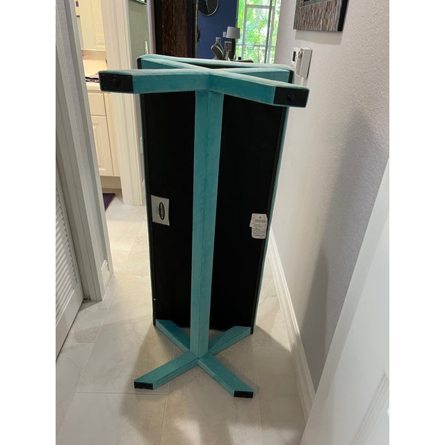 Vintage Jonathan Adler Double X-Bench/Stool in Teal Velvet | Chairish