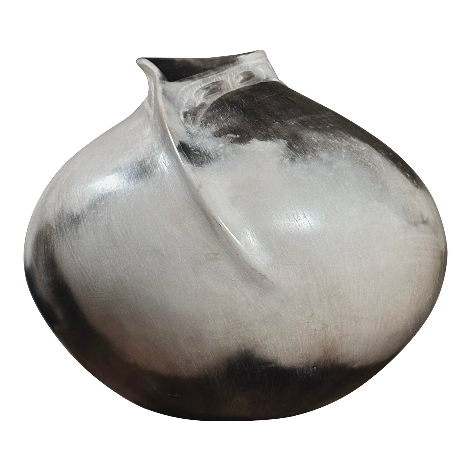 Vintage Abstract Raku Fired Burnished Seed Pot With Carved Neck, Signed ...