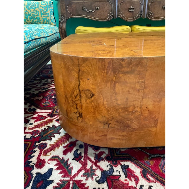 1970s Paul Evans Cityscape Burled Wood Chrome Base Coffee Table, Signed | Chairish