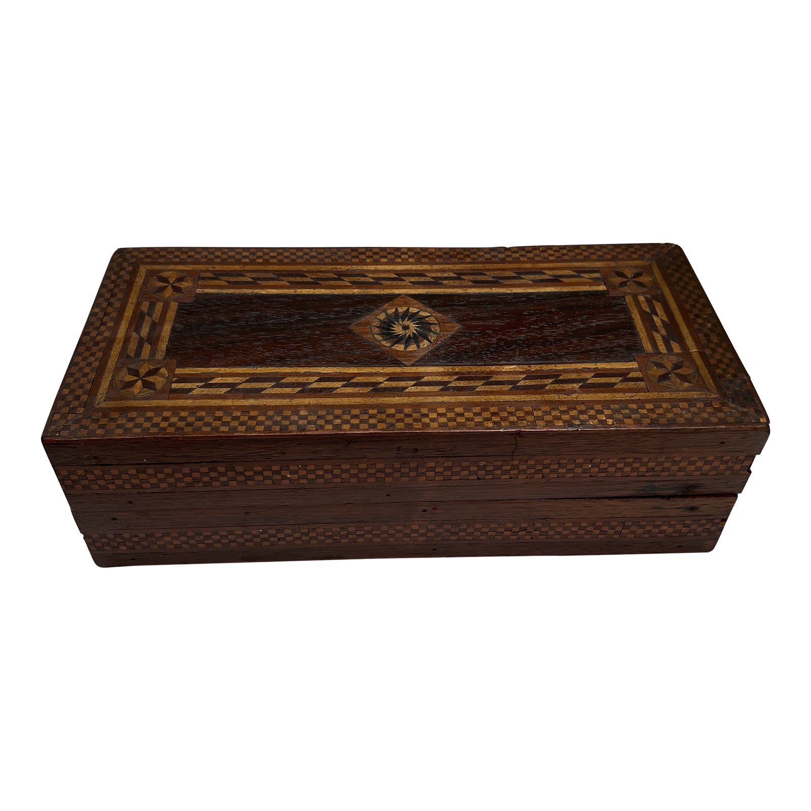 Antique Inlay Wood Box | Chairish