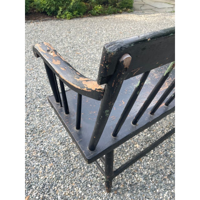 19thC Early American Spindle Back Deacons Bench or Windsor Settee 9ft ...