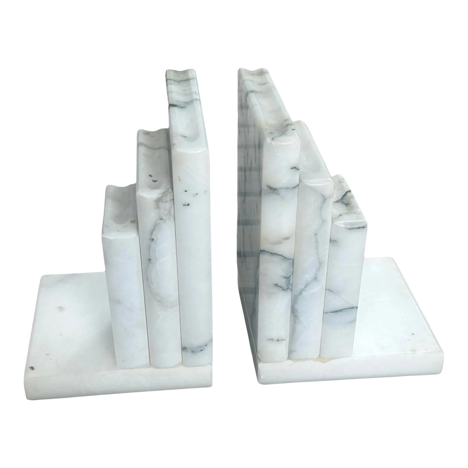 Vintage Italian Alabaster Bookends Ivory With Gray Veining- Set of 2 ...