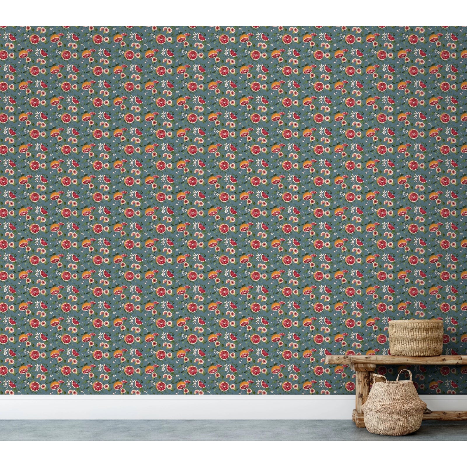 Brier & Byrd Blood Orange - Slate Blue | Chairish