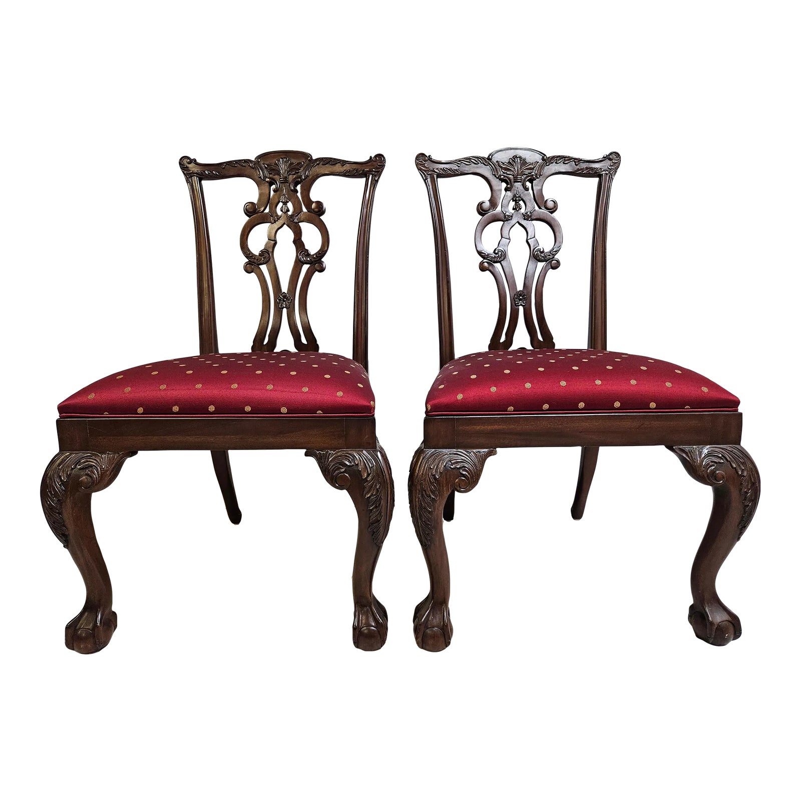 1990s Ethan Allen 18th Century Mahogany Dining Room Side Chairs ...