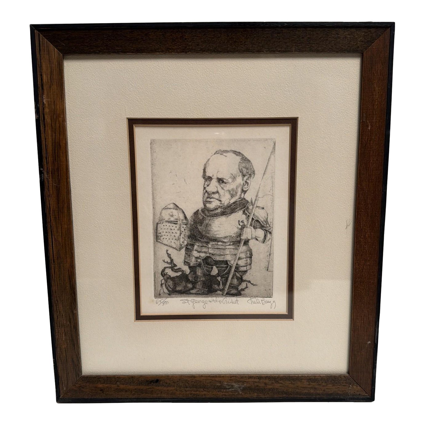CHARLES BRAGG - "ST. GEORGE AND THE CRICKET" ETCHING SIGNED CIRCA 1972 ...