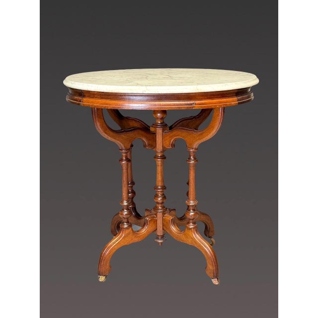 Antique Victorian 19th C Carved Walnut Renaissance Revival White Marble ...