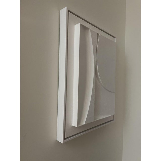 Contemporary Minimalist Abstract Plaster Relief Painting, Framed | Chairish