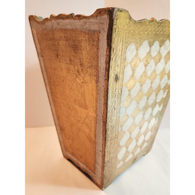 Vintage Italian Forentine Gilt Wastebasket With Map | Chairish