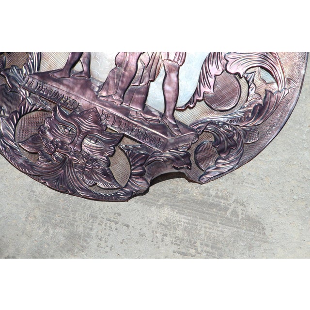 19th Century Large French Shell Depicting Christopher Columbus Holding ...