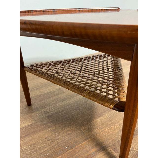 C. 1960s Poul Jensen for Selig Teak and Cane Tripod Side Tables - a ...