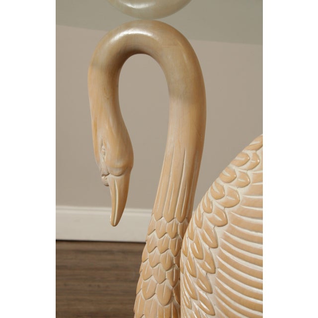 Vintage Carved Double Swan Base Oval Glass Top Dining Table | Chairish