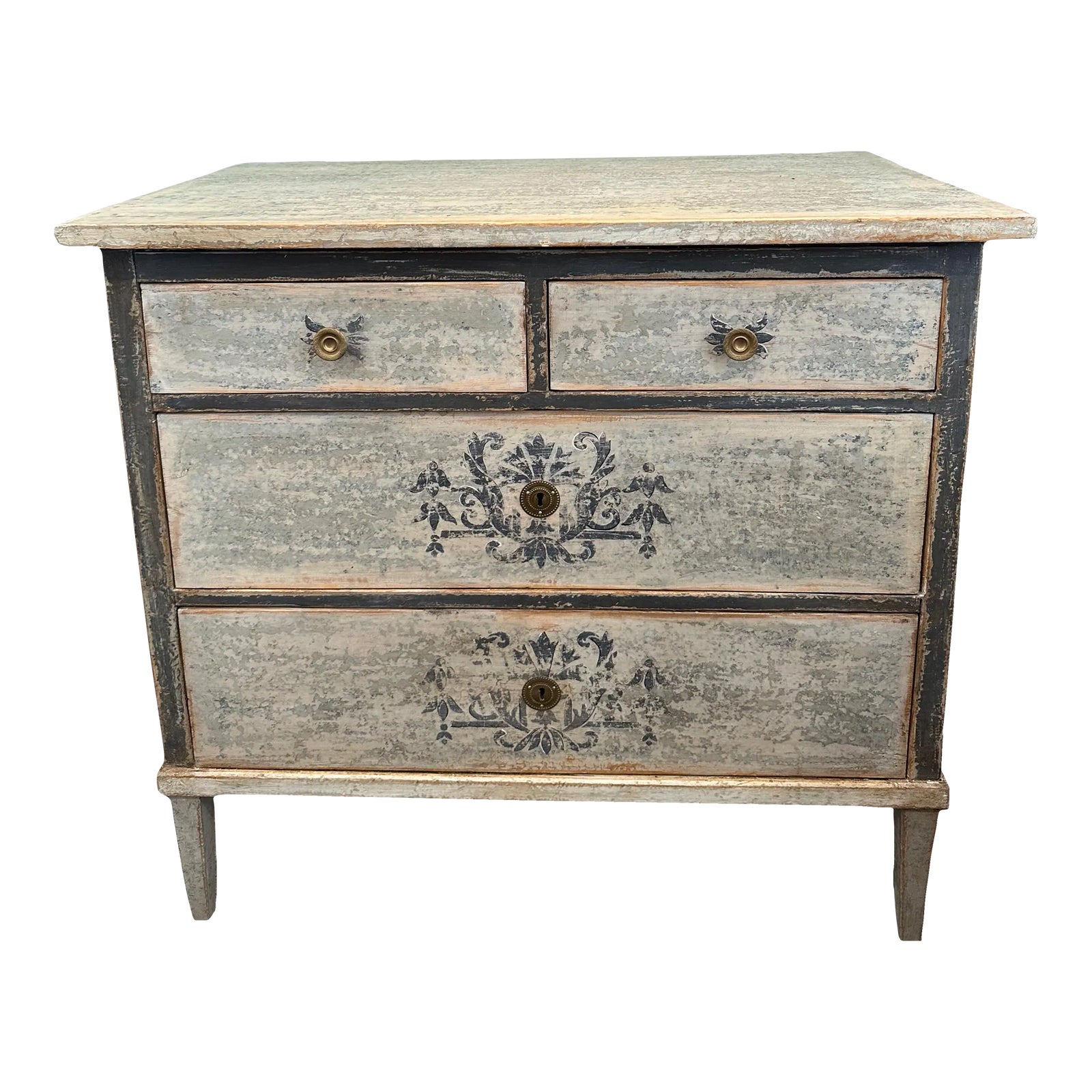 French Hand-Painted Commode | Chairish