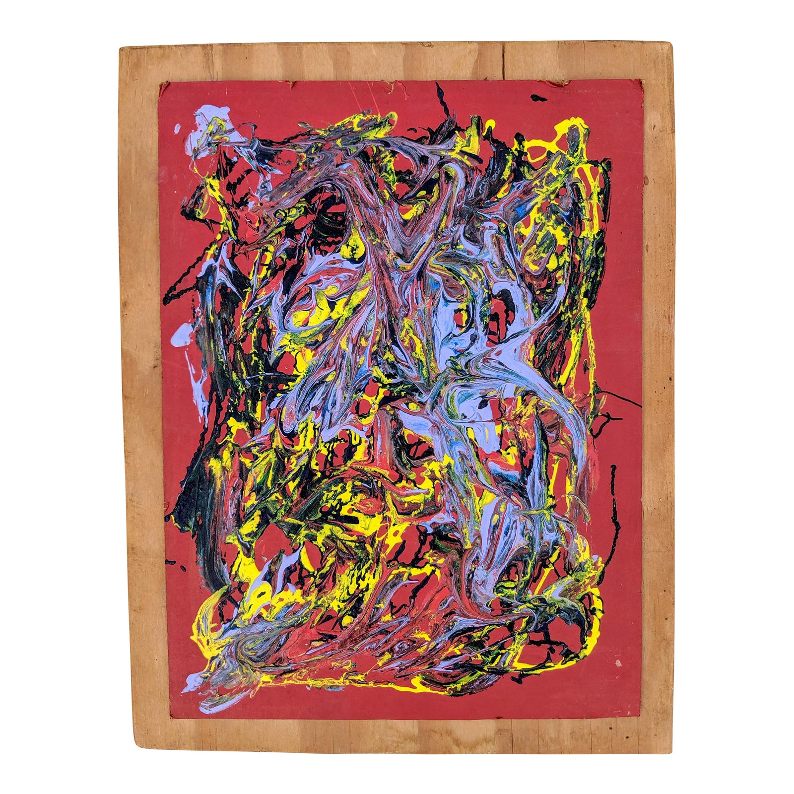 Vintage Original Abstract Expressionist "Red Composition" Painting in ...