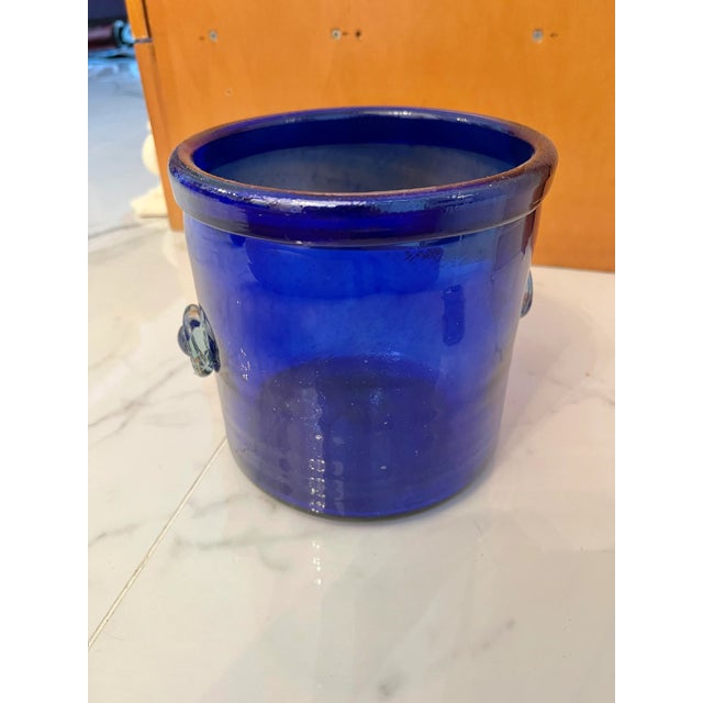 1980s Cobalt Blue Blown Glass Ice Bucket | Chairish
