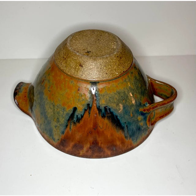 1980s Vintage Michael Cohen Drip Glaze Studio Pottery Batter Bowl With ...