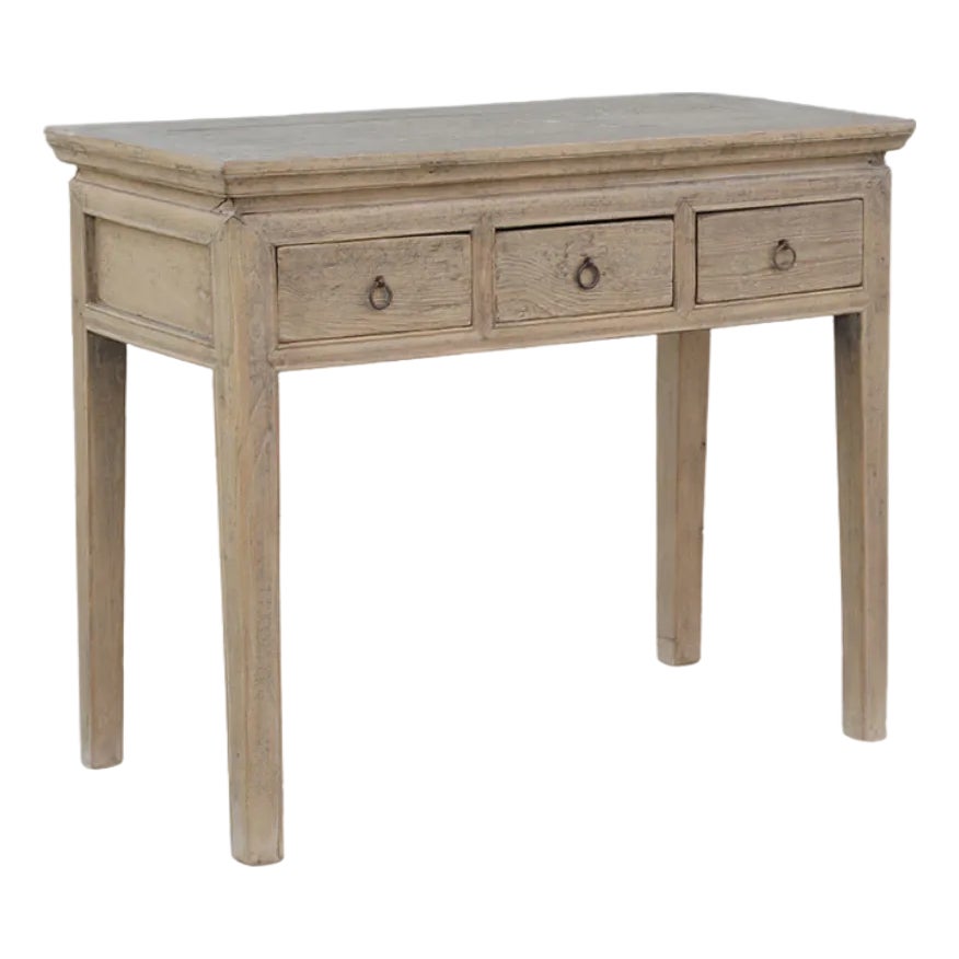 Vintage Chinese Bleached Elm Hall Table | Chairish