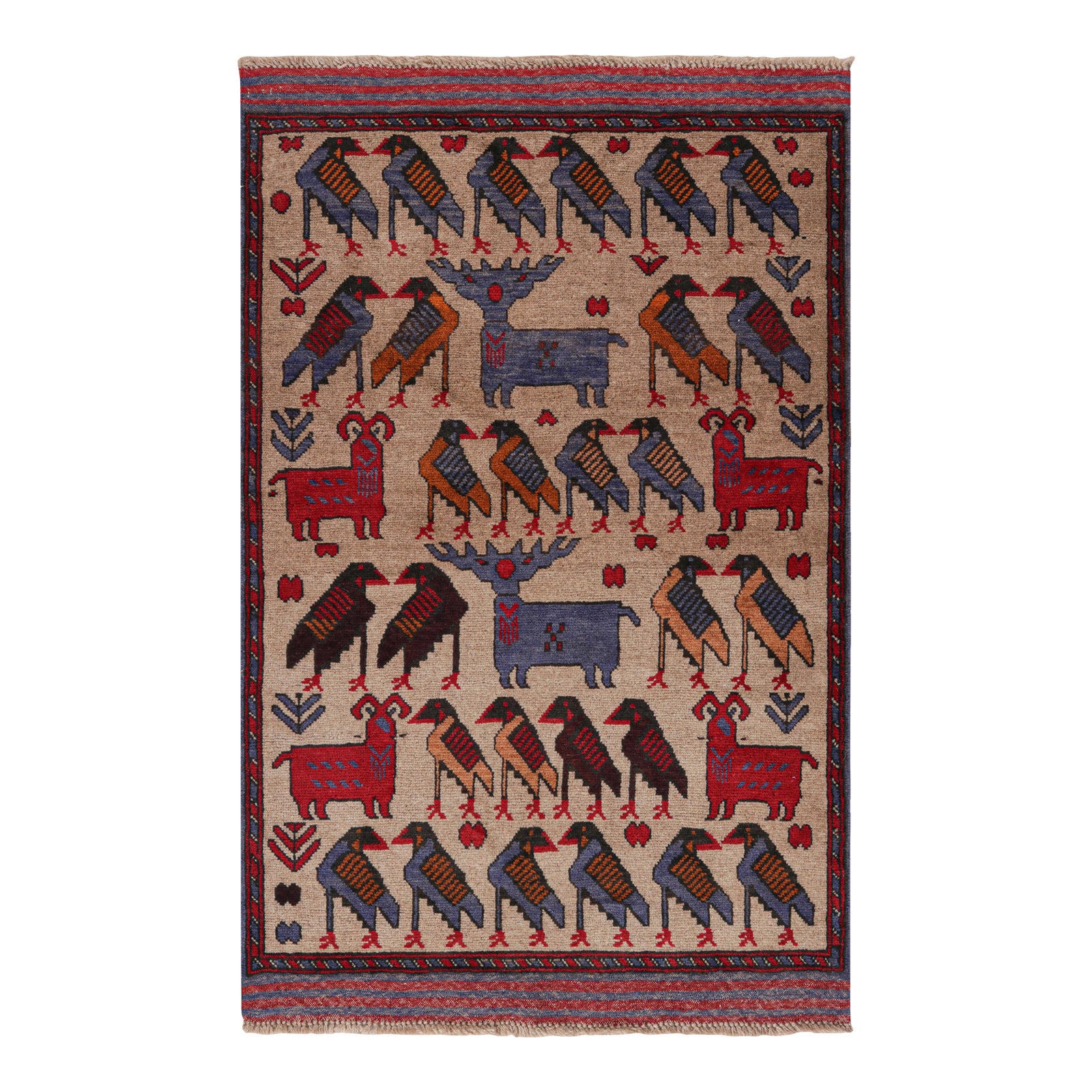 Rug & Kilim’s Modern Classics Tribal Rug in Beige With Animal ...