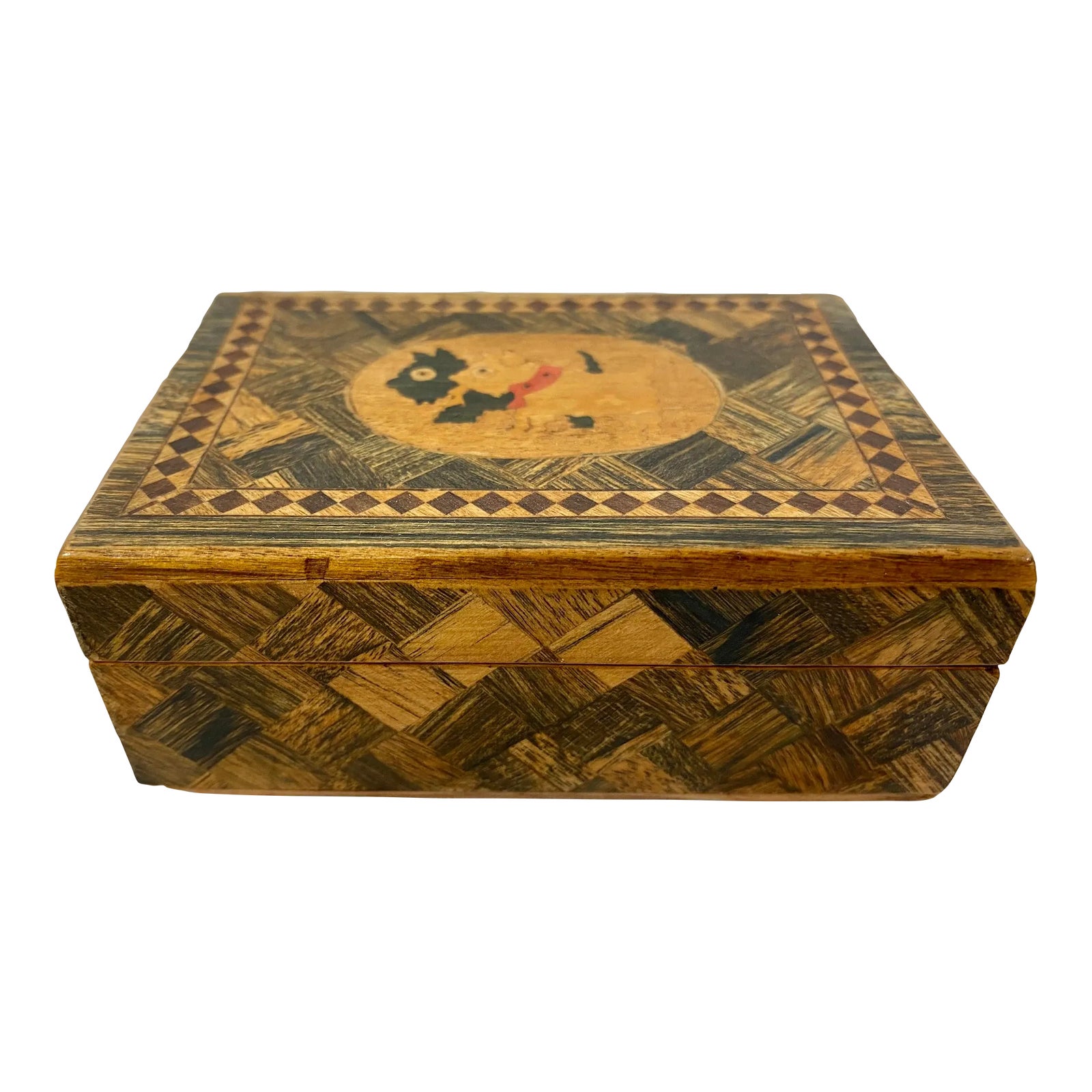 Small Vintage Hand-Crafted Wooden Box Adorned With a Pair of Scotties ...
