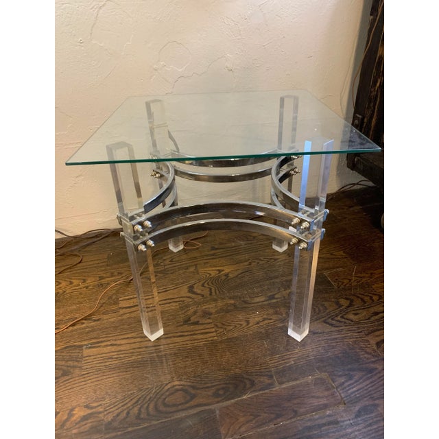 Mid 20th Century Lucite Table Base With Glass Top | Chairish