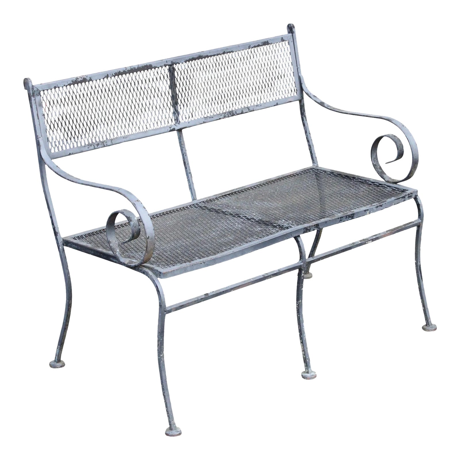 Vintage Wrought Iron Outdoor Garden Bench | Chairish