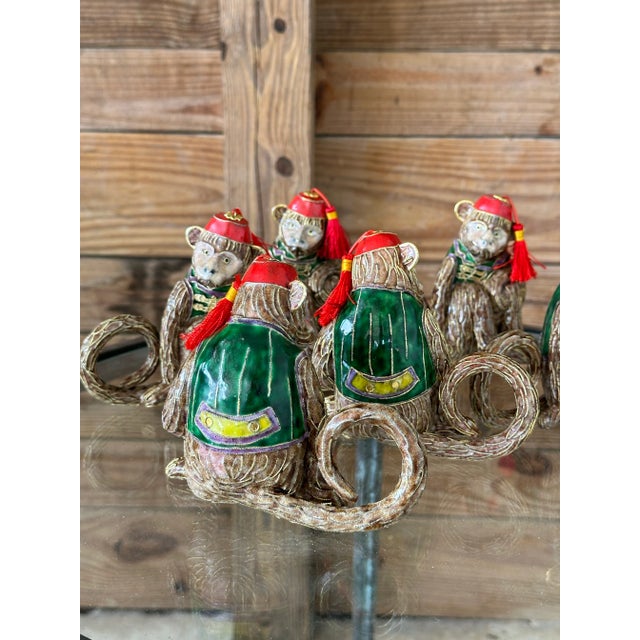 Vintage Cloisonné Regency Monkey Napkin Rings-Set of Six | Chairish