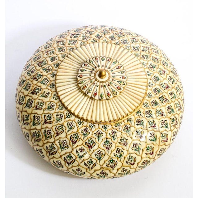 Collectible Opium Container Mughal Art Round Lidded Box | Chairish
