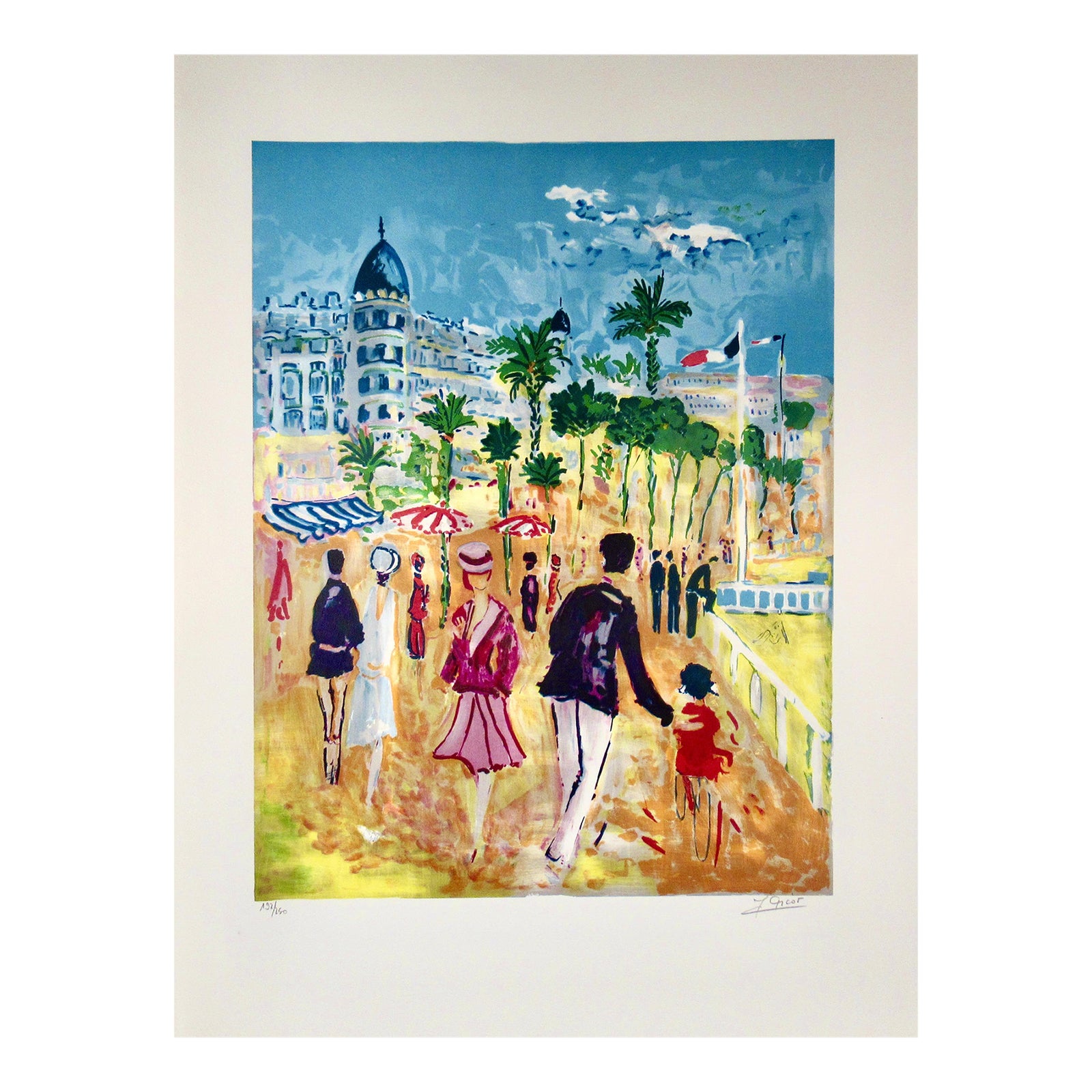 Jean Claude Picot Cannes, La Croisette C. 1980 Reproduction Print ...