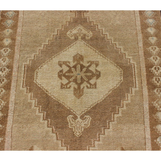 Large Gallery Turkish Rug in Earth Tones, Light Brown With Three ...