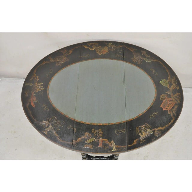 Early 20th Century Antique Chinoiserie Lacquered Chinese Gate Leg Drop ...